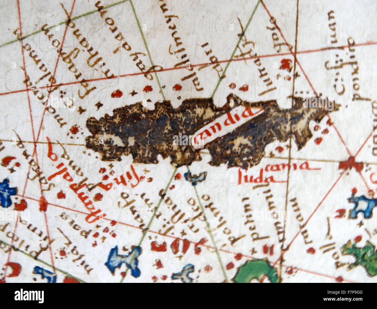 Renaissance map of Europe, Jacopo Russo, 1528, Italy (detail Stock ...