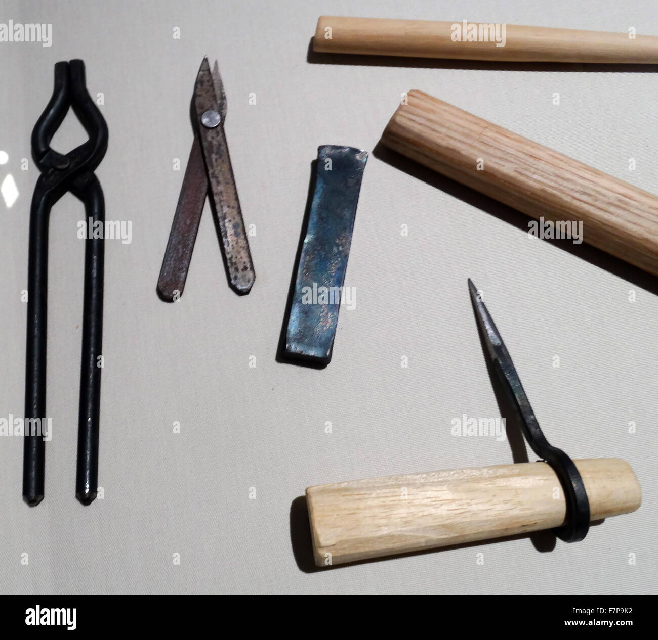 replicas of Anglo-Saxon tools from the kingdom of Mercia Stock Photo ...