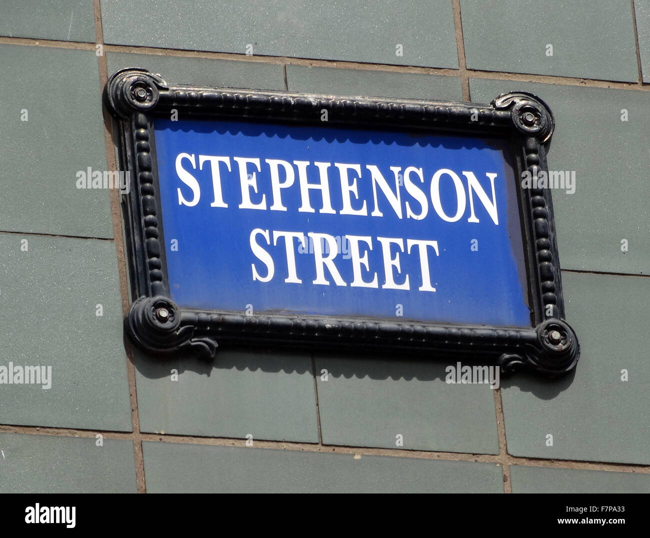 Stephenson street Birmingham, England Street sign on a wall Stock Photo ...