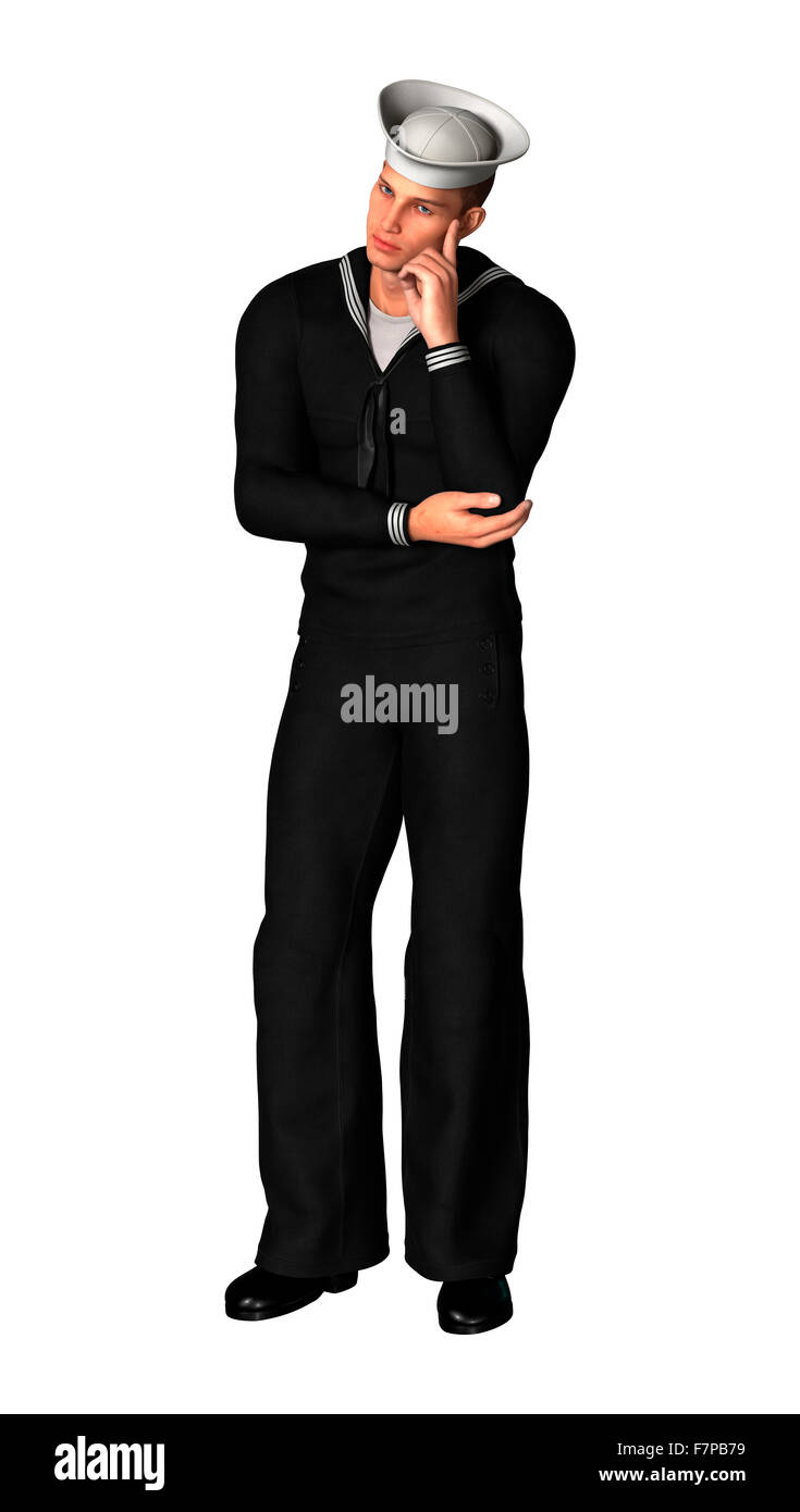3D digital render of a young seaman isolated on white background Stock ...