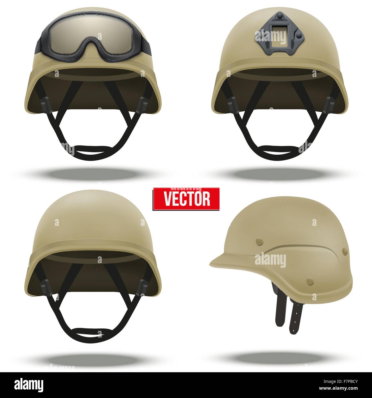 Set of Military tactical helmets desert color Stock Vector Image & Art ...