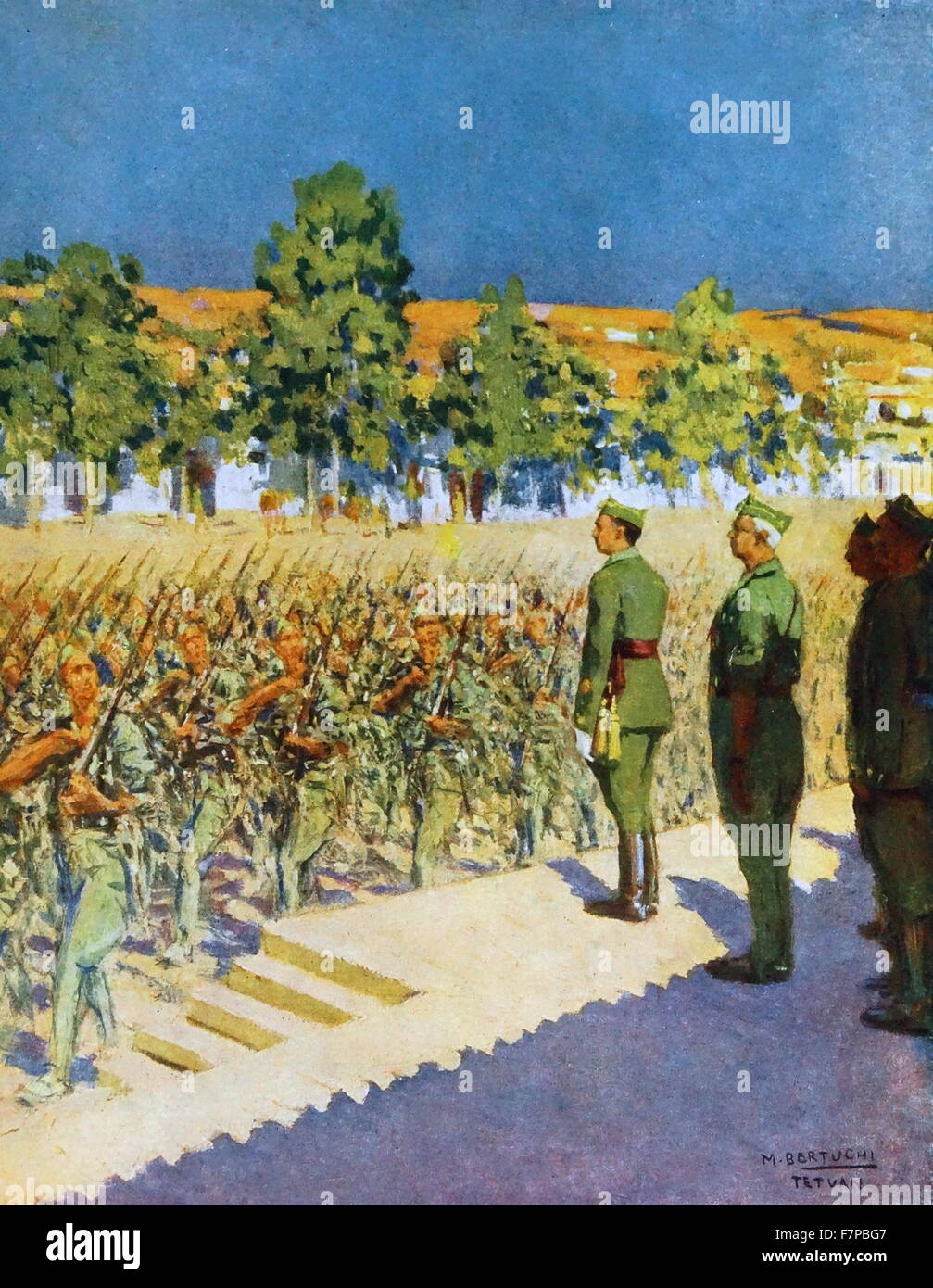 Francisco Franco 1892 – 1975, dictator of Spain reviews Moroccan troops ...