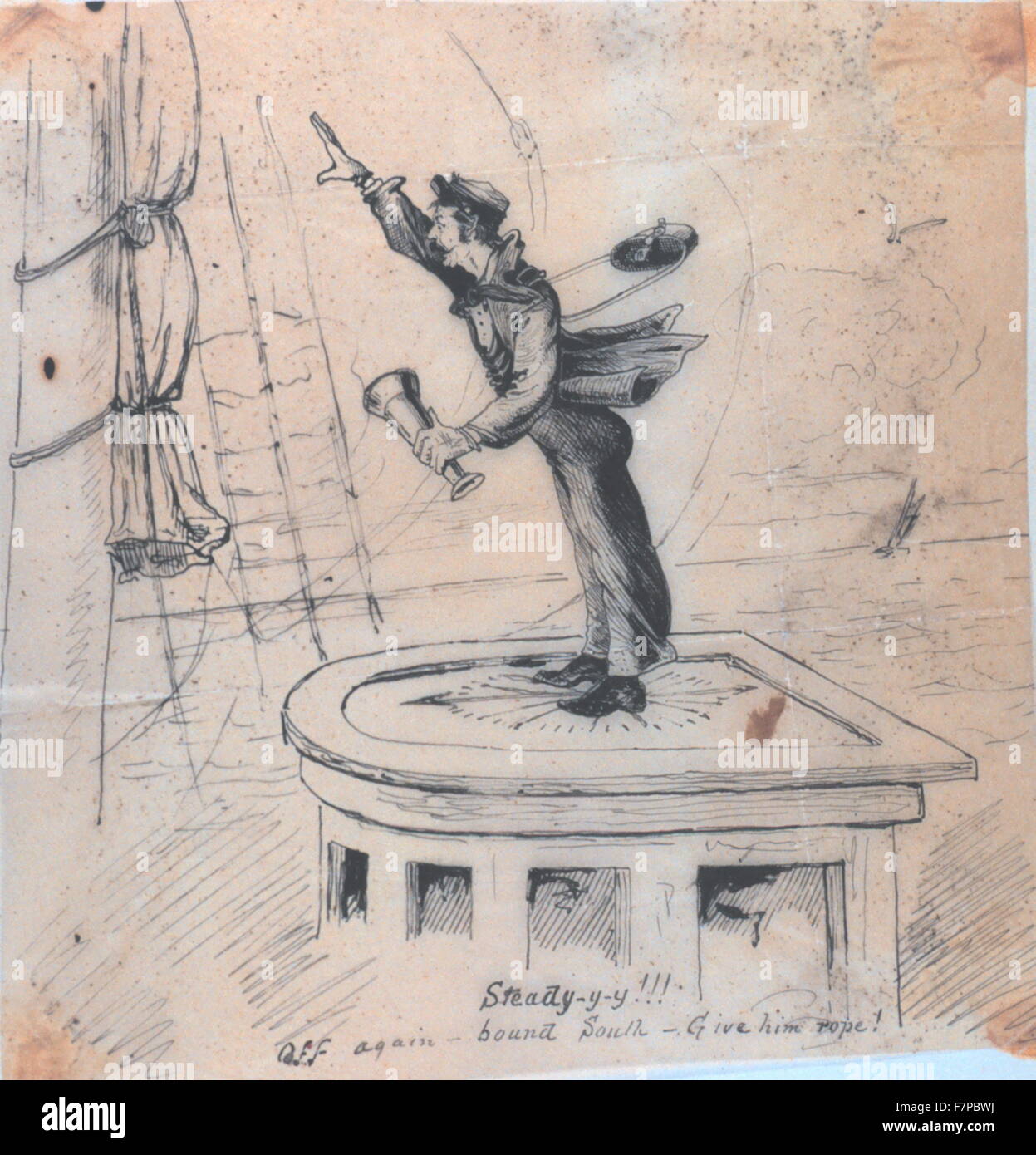 Cartoon depicting officer of the deck on the Coast and Geodetic Survey ...