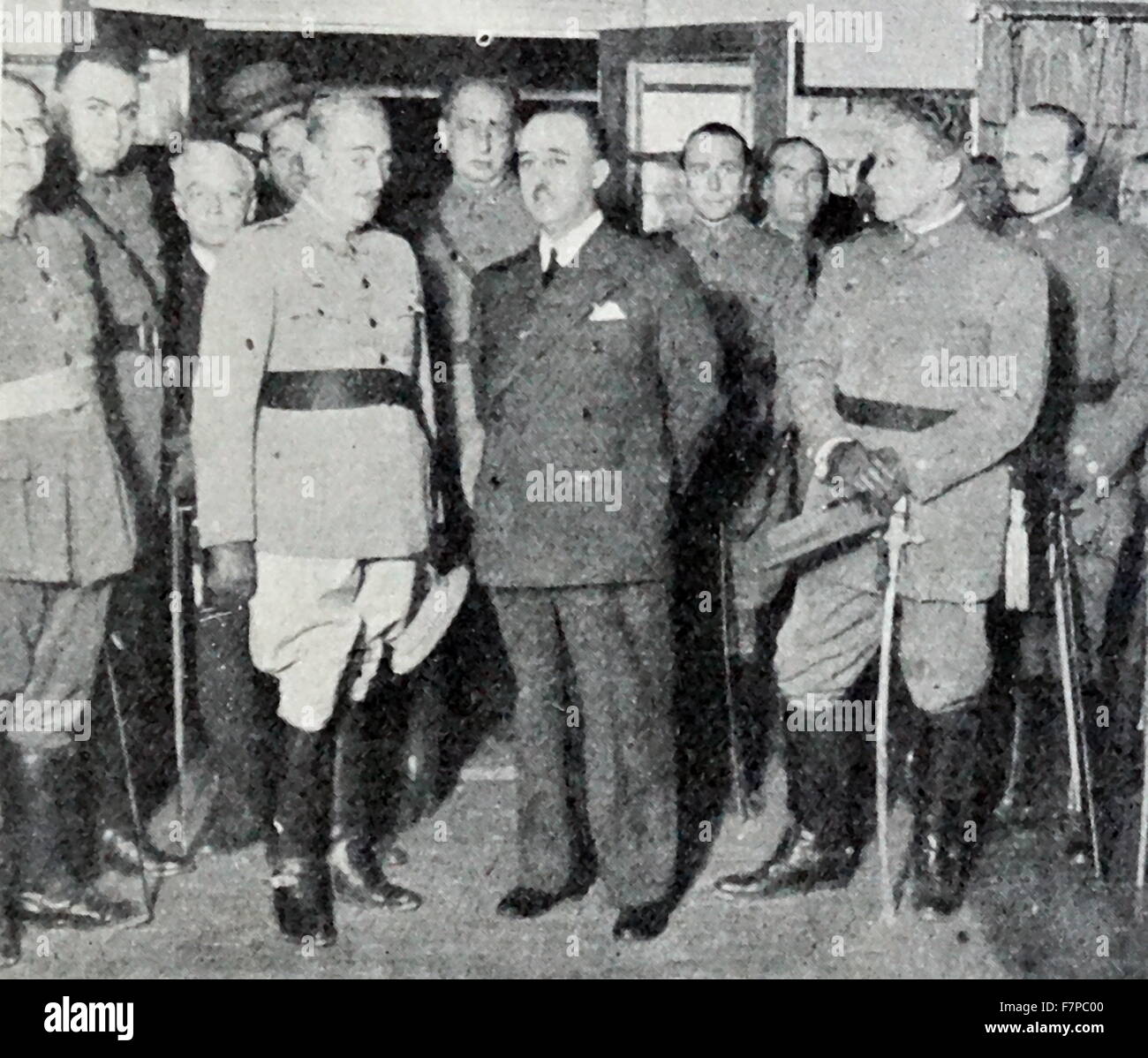 Francisco Franco 1892 – 1975, dictator of Spain meets, in Las Palmas in ...