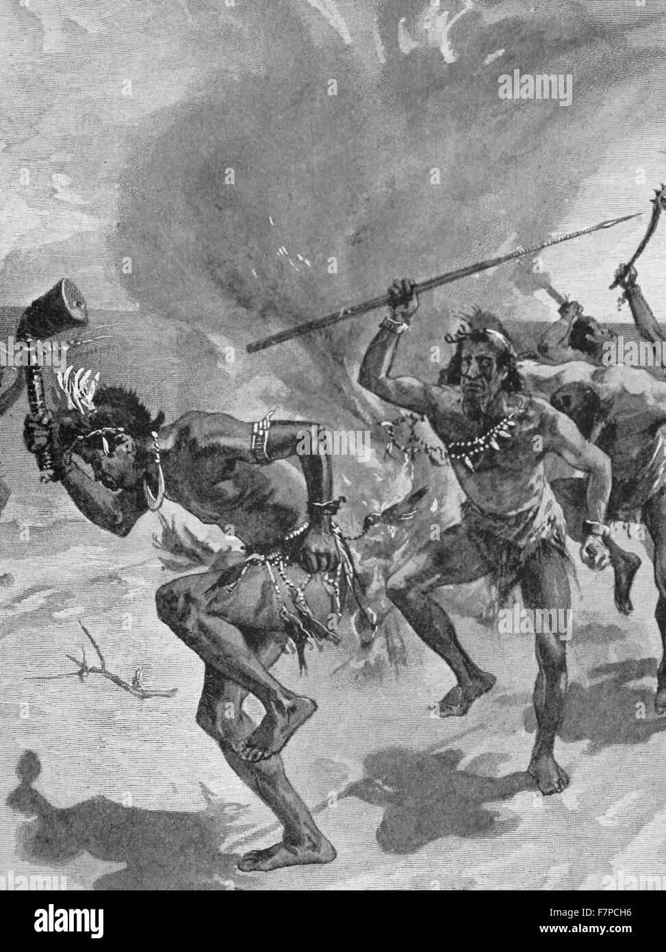 Illustration from a nineteenth century edition of 'Robinson Crusoe' a ...