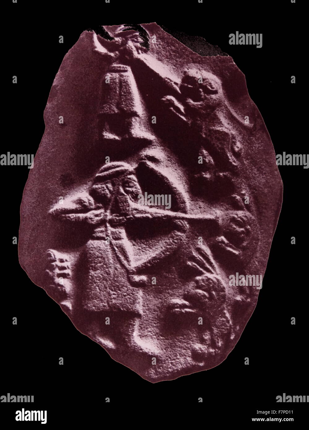 Detail of the stele of the hunt Warka, Uruk period;Iraq (circa 3000 B.C ...