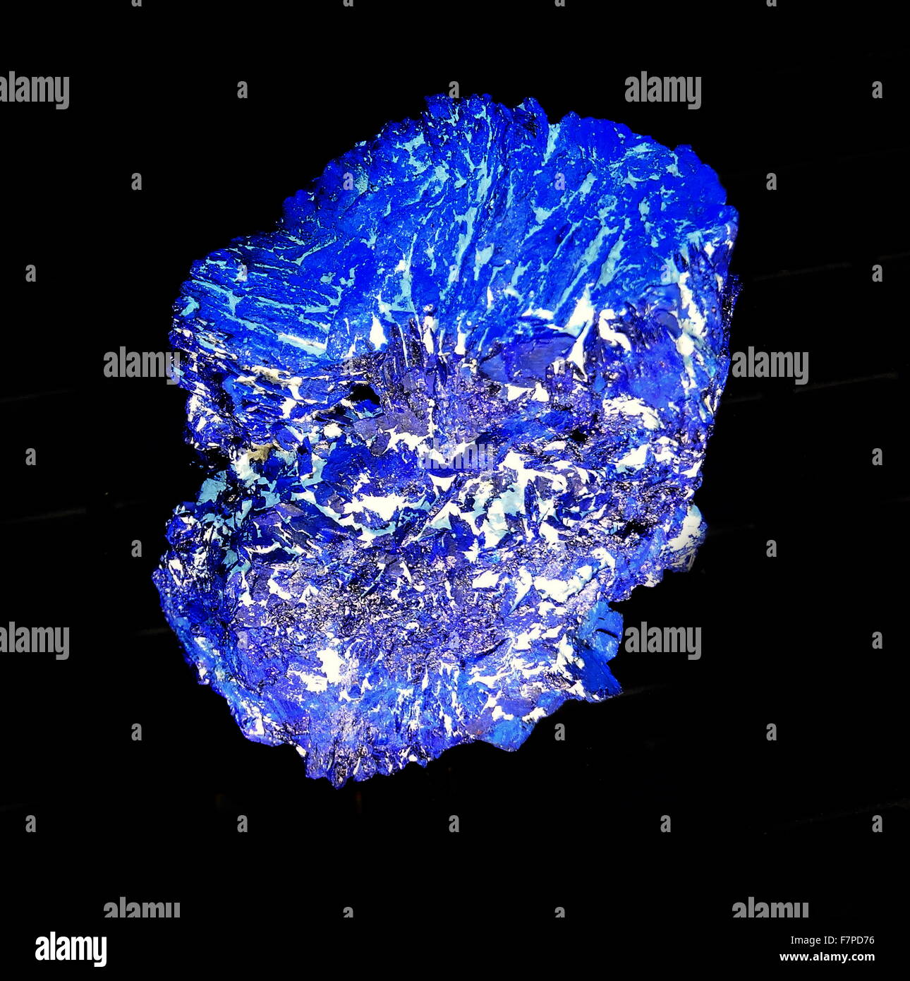 Azurite, Azure blue. A deep blue crystalline aggregate. From South ...