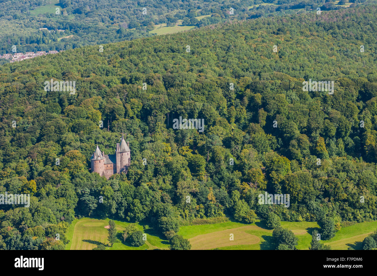 Aerial view of Castell Coch and the A470 taken on Stock Photo - Alamy