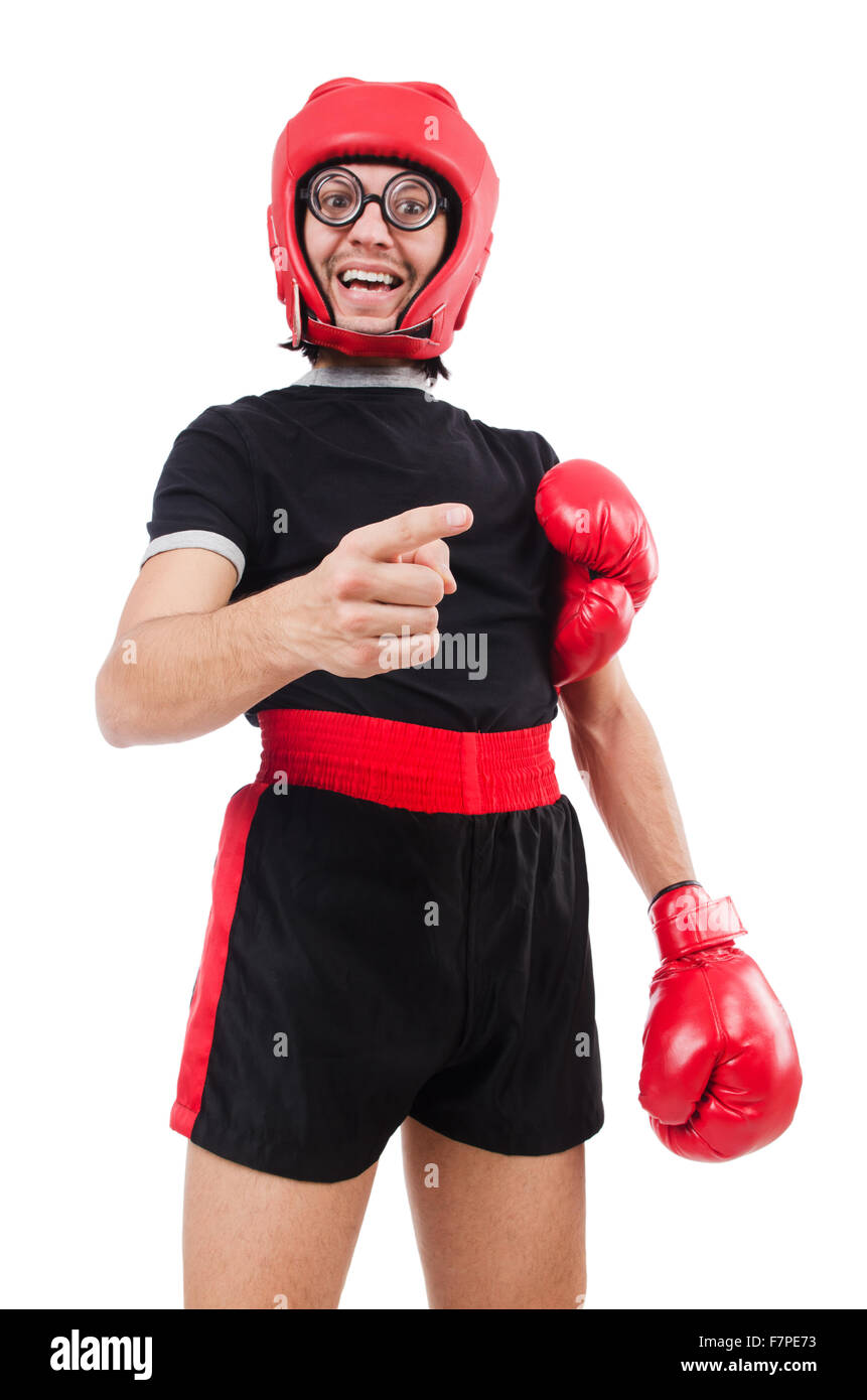 Funny boxer isolated on the white Stock Photo - Alamy