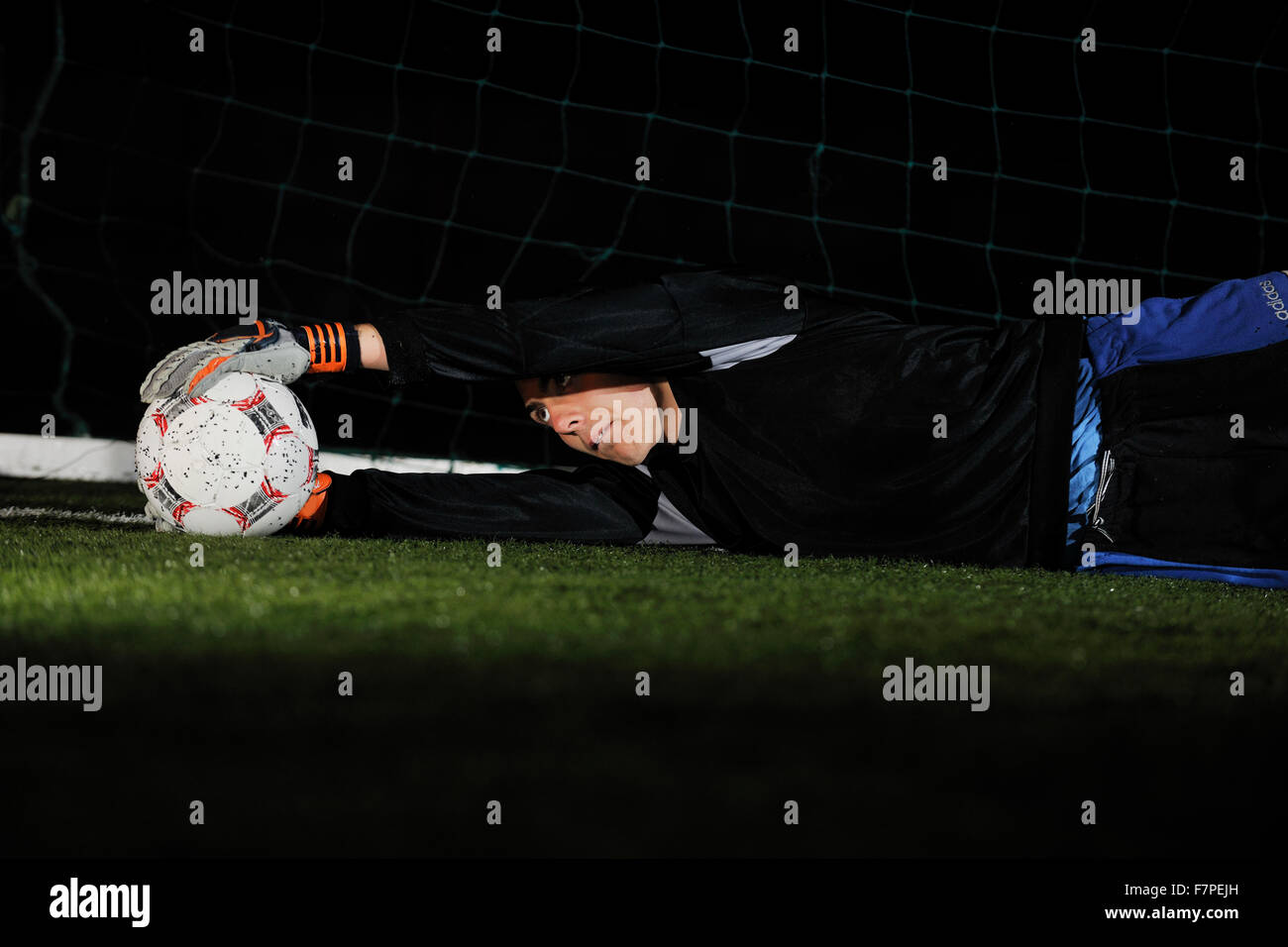 Sport football jumping falling hi-res stock photography and images - Alamy