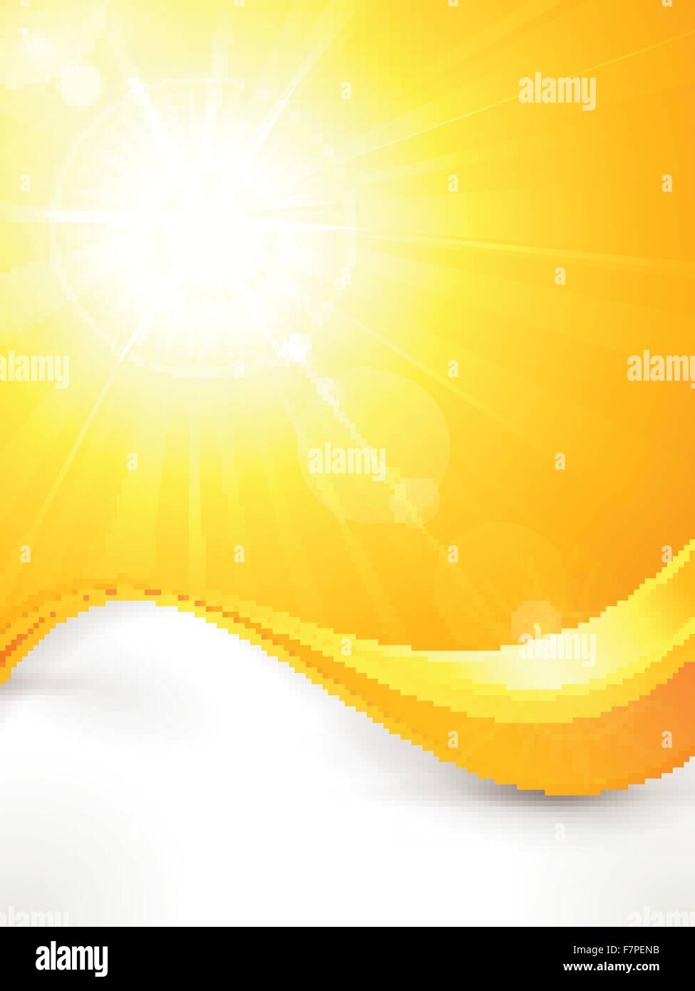 Vibrant hot vector summer sun with lens flare and wave pattern Stock ...