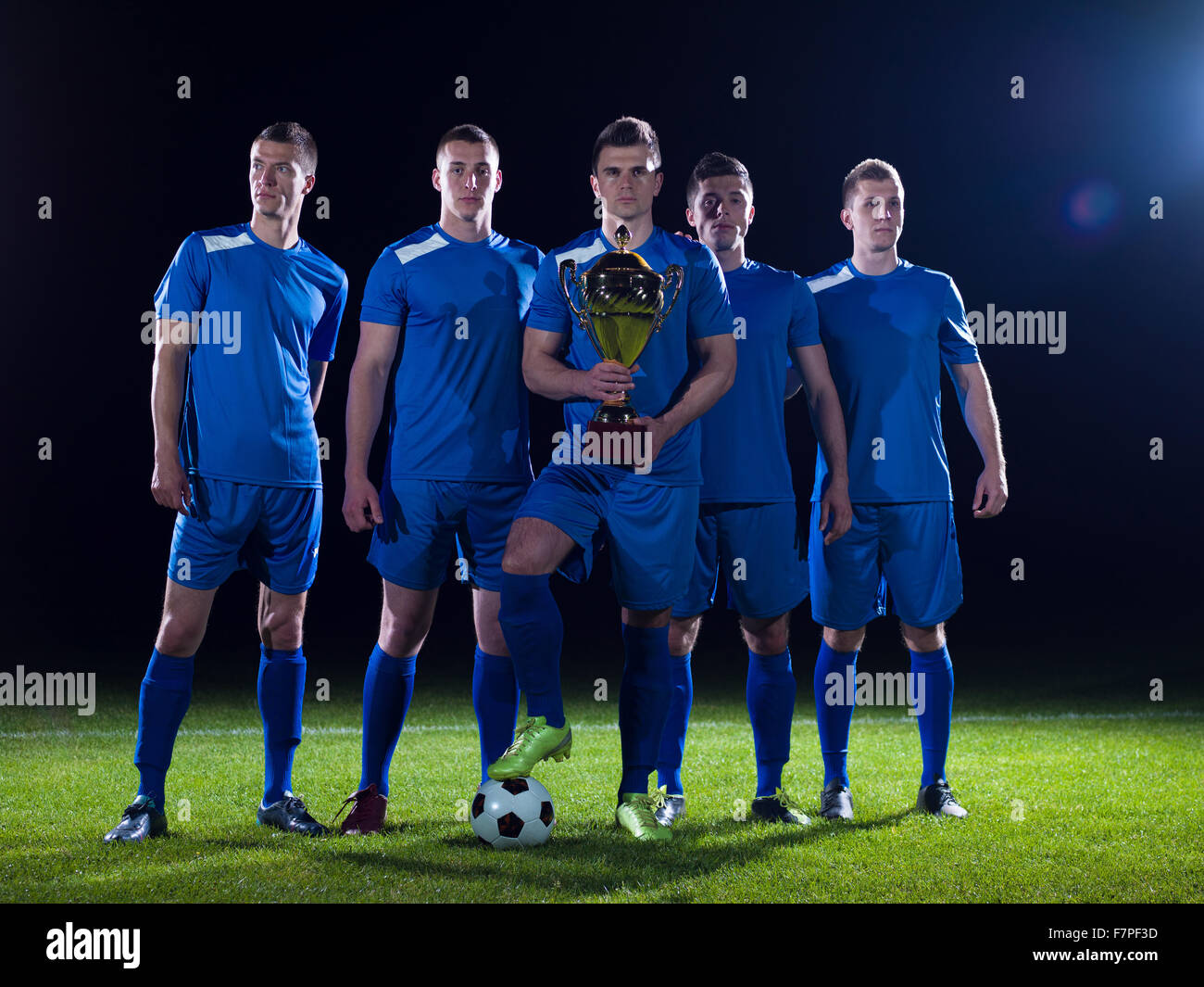 soccer players team group celebrating the victory and become champion ...