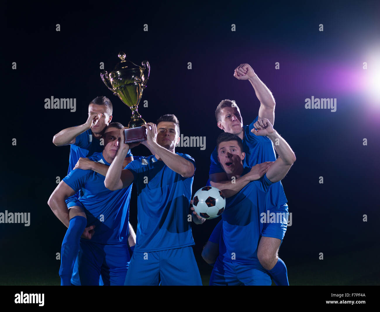 soccer players team group celebrating the victory and become champion ...