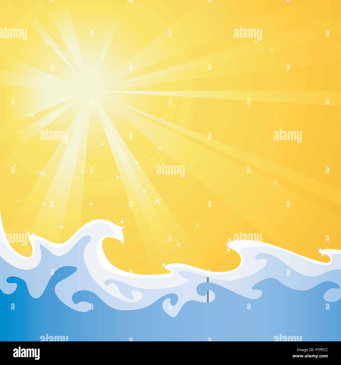 Hot summer sun and cool relaxing water waves Stock Vector Image & Art ...