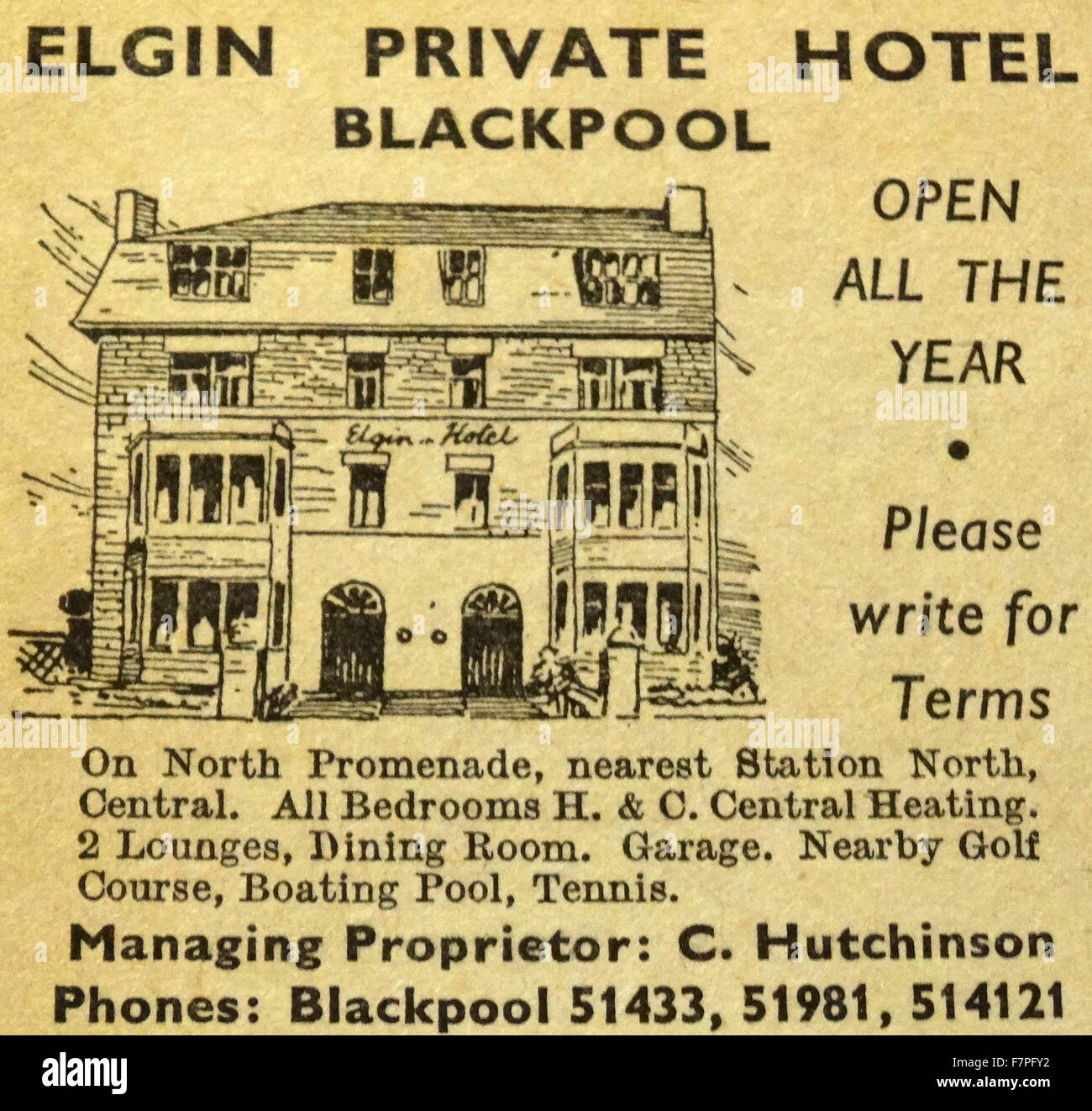 Advert advertising coastal hotel blackpool tourism and leisure 20th ...