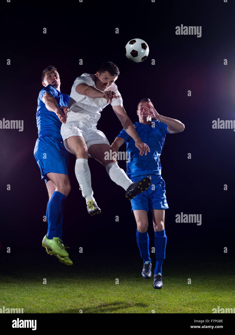 soccer football team player game duel isolated on black background ...