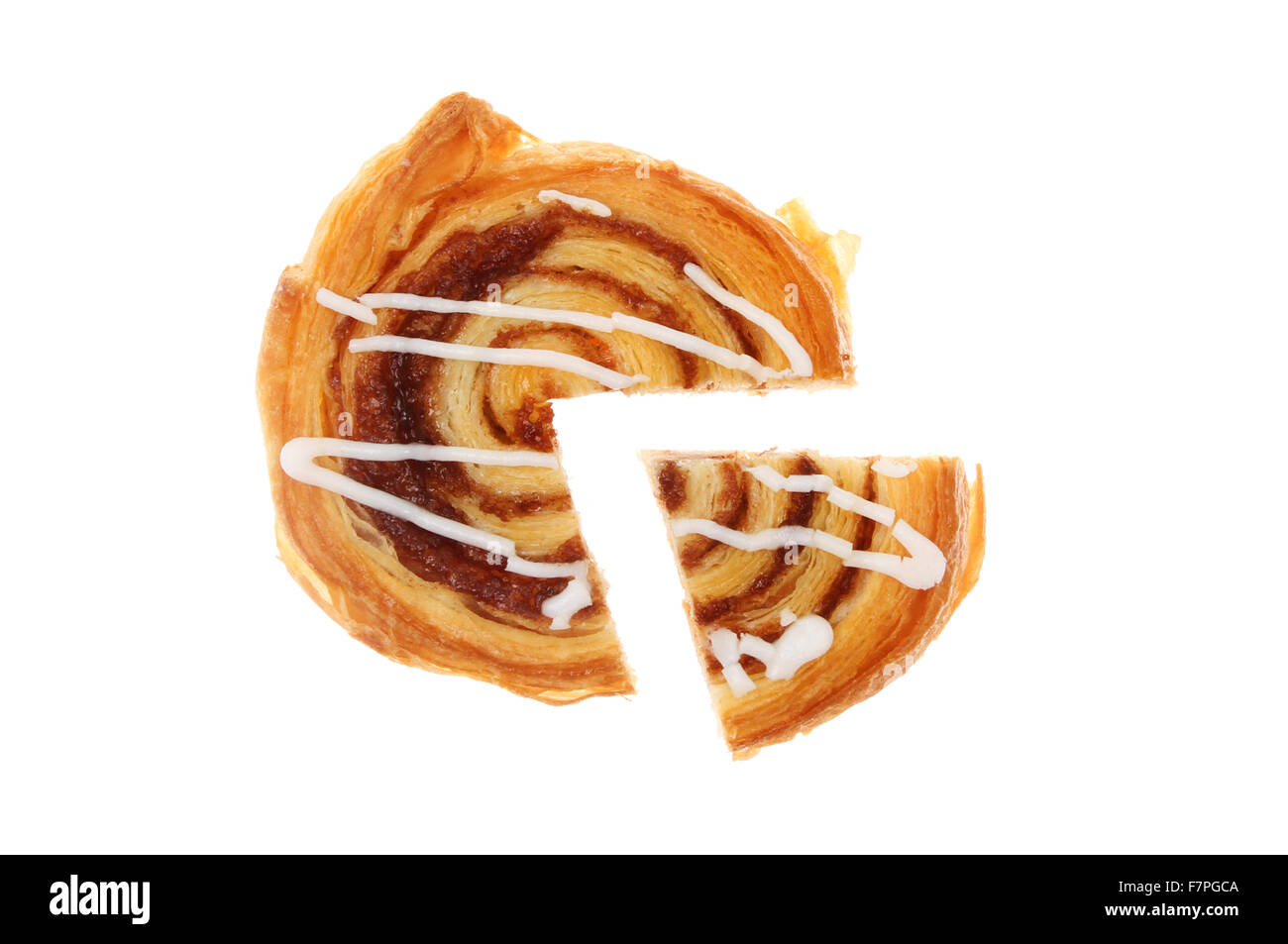 Danish pastry with a slice cut out isolated against white Stock Photo ...