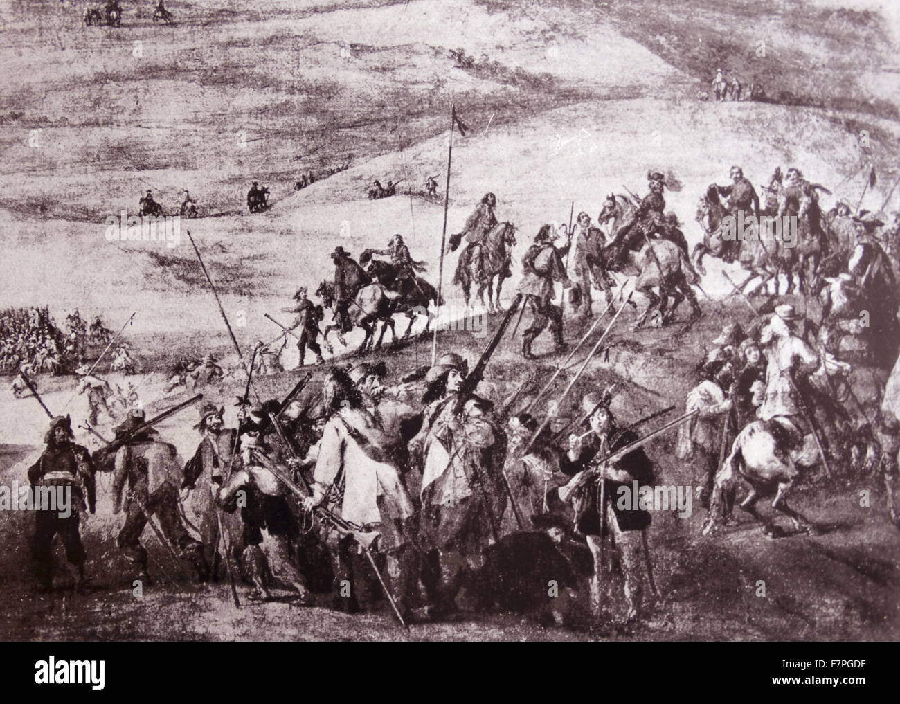 Engraving depicting the Spanish Tercio, a Spanish military unit of the ...