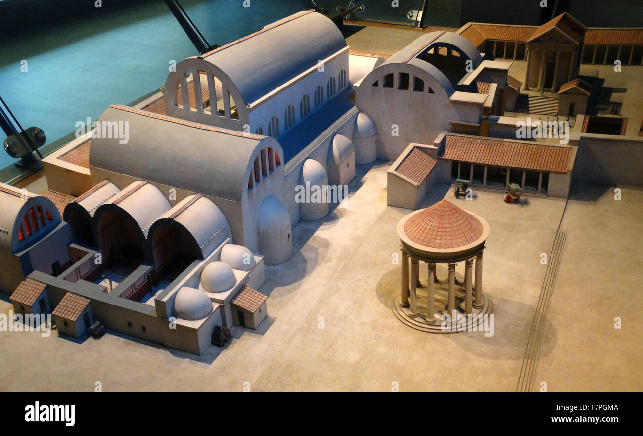Model of the Roman Baths in Bath, Somerset, England. The Baths date ...