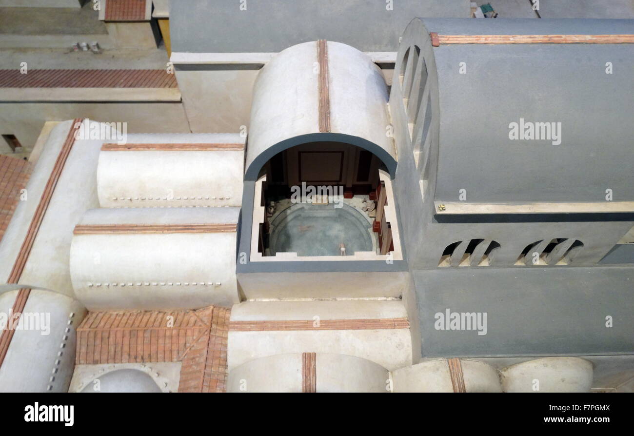 Model of the Roman Baths in Bath, Somerset, England. The Baths date ...