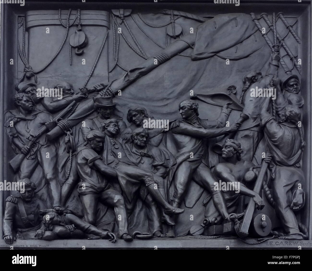 Relief from the base of nelson's Column monument in Trafalgar Square in ...