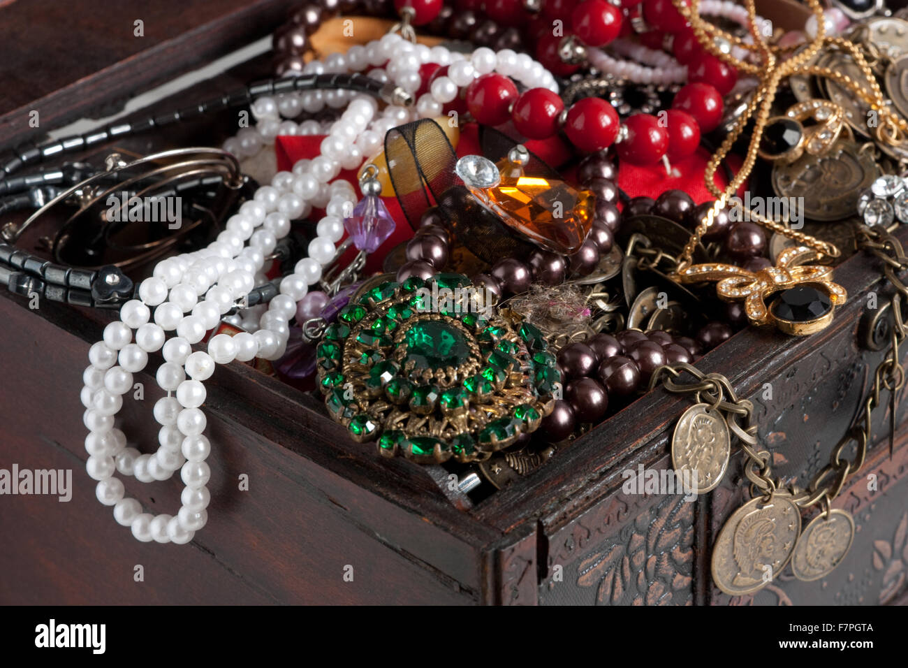 background of Closeup of Treasure chest with valuables Stock Photo - Alamy
