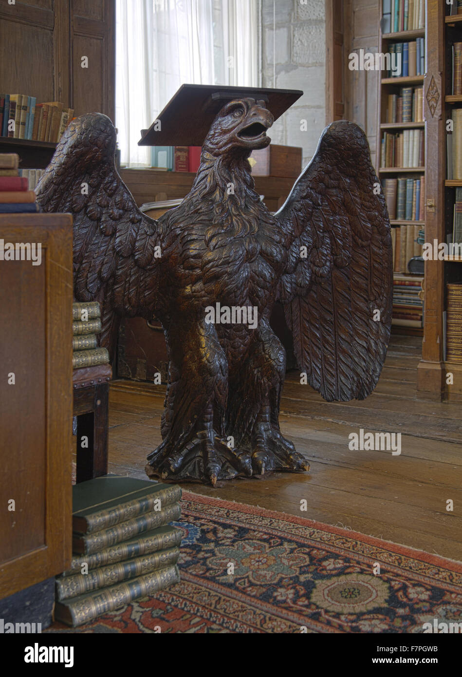 A carved oak lectern in the form of an eagle, in The Library at ...