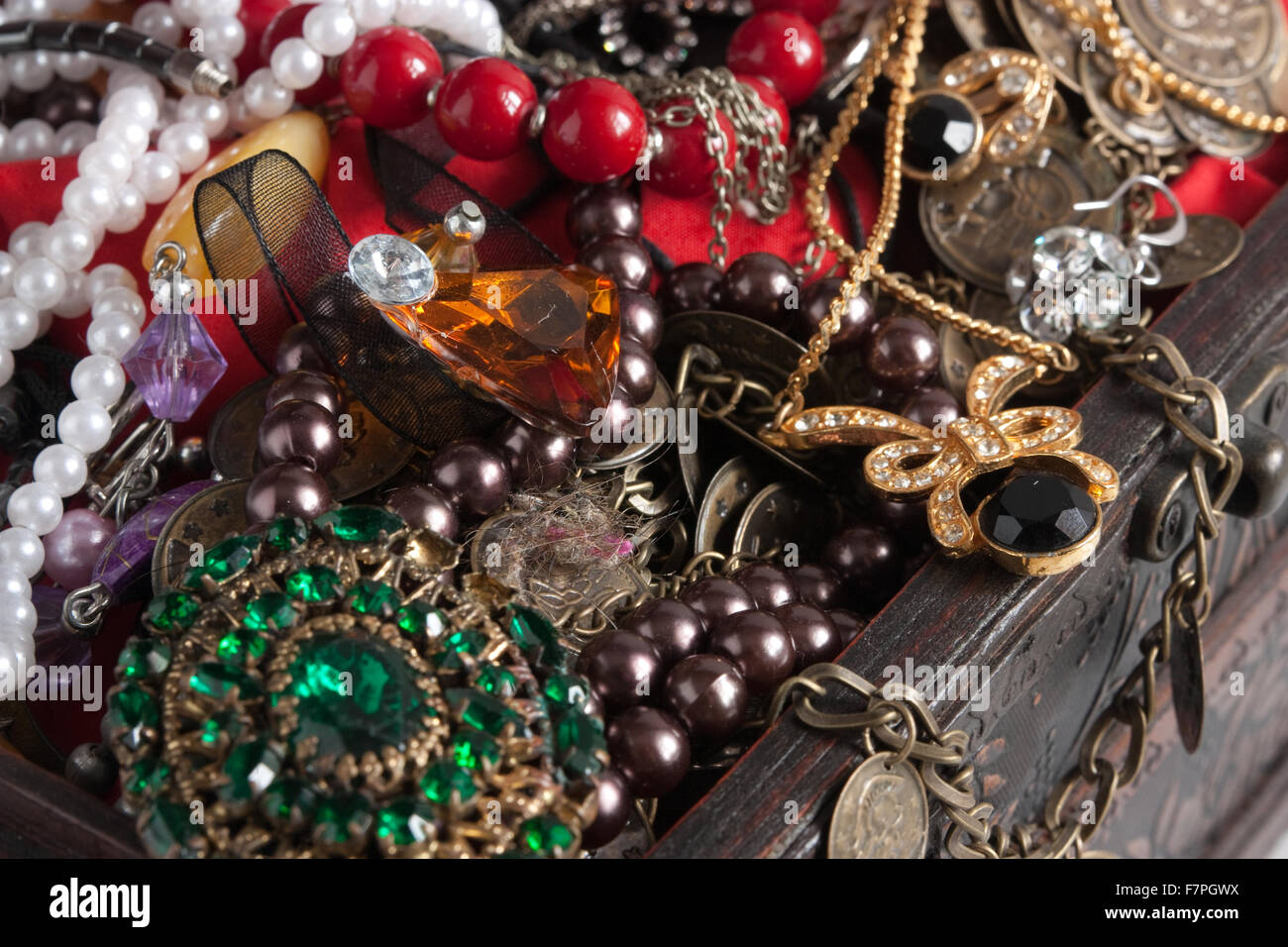 background of Closeup of Treasure chest with valuables Stock Photo - Alamy