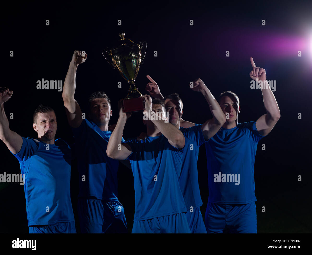 soccer players team group celebrating the victory and become champion ...