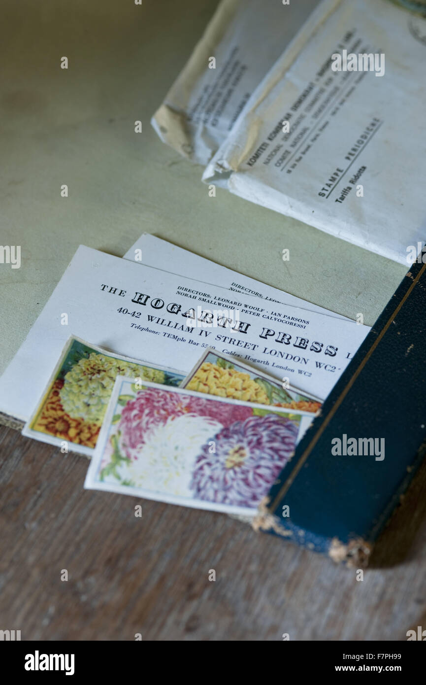 Detail of Leonard Woolf's desk at Monk's House, East Sussex. Monk's ...