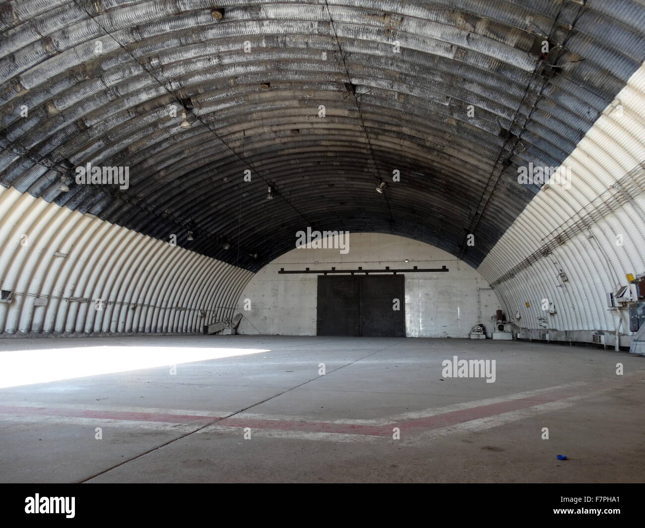 Interior of disused hanger at the RAF Upper Heyford Base, used by the ...