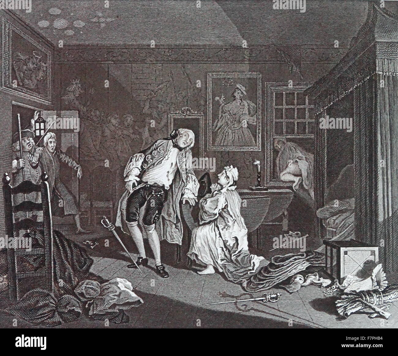 Engraving titled 'Marriage A La Mode' by William Hogarth (1697-1764 ...
