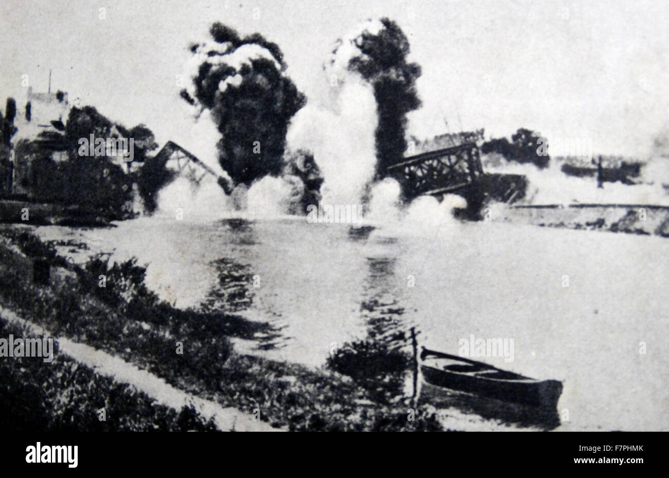 World war one destroying bridge belgium advancing german army wwi hi ...