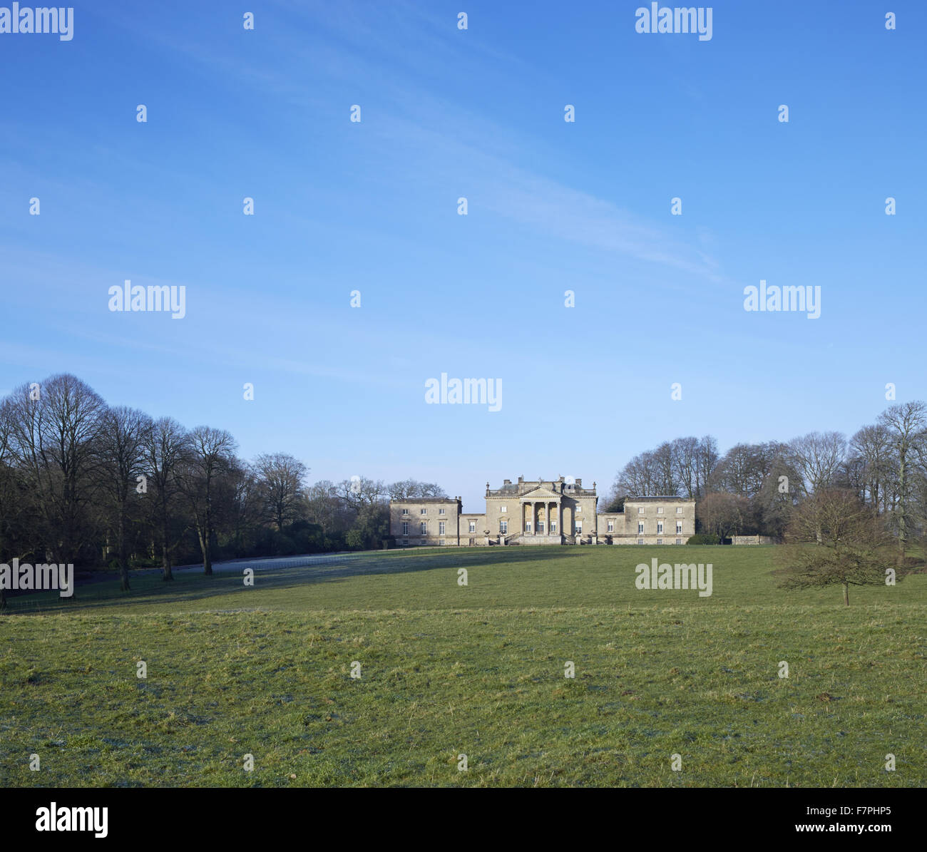 The exterior of the house seen from the gardens at Stourhead, Wiltshire ...