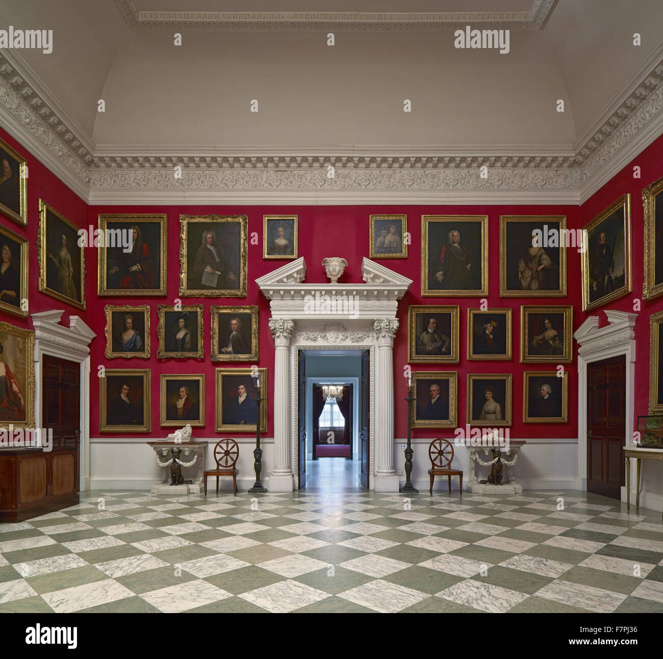 The Entrance Hall at Stourhead, Wiltshire. Stourhead House contains a ...