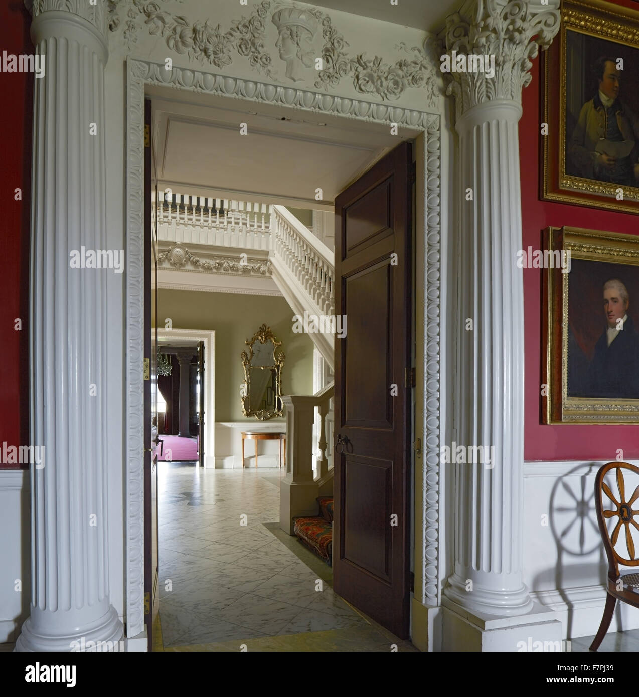 The Entrance Hall at Stourhead, Wiltshire. Stourhead House contains a ...