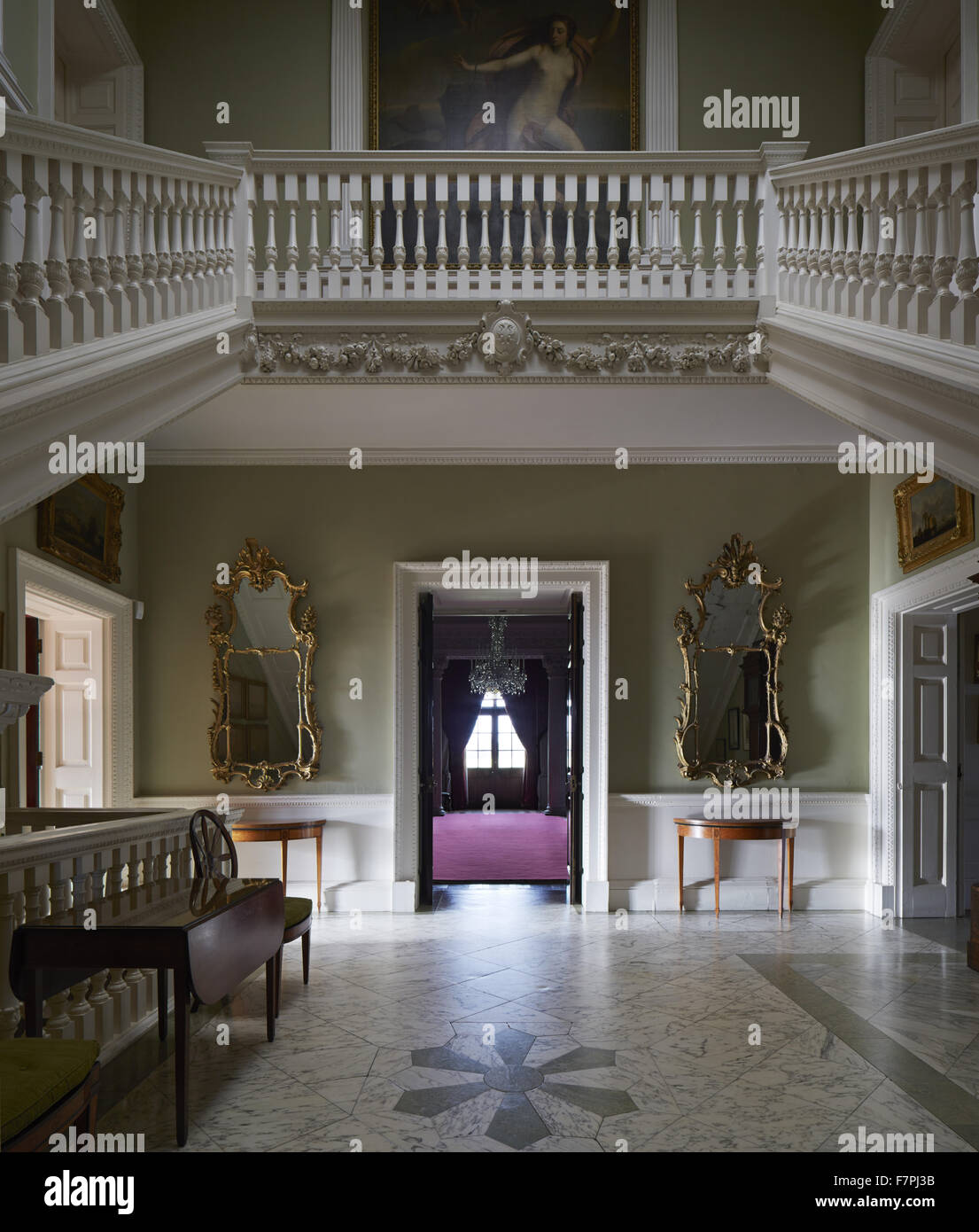 The Straircase Hall at Stourhead, Wiltshire. Stourhead House contains a ...