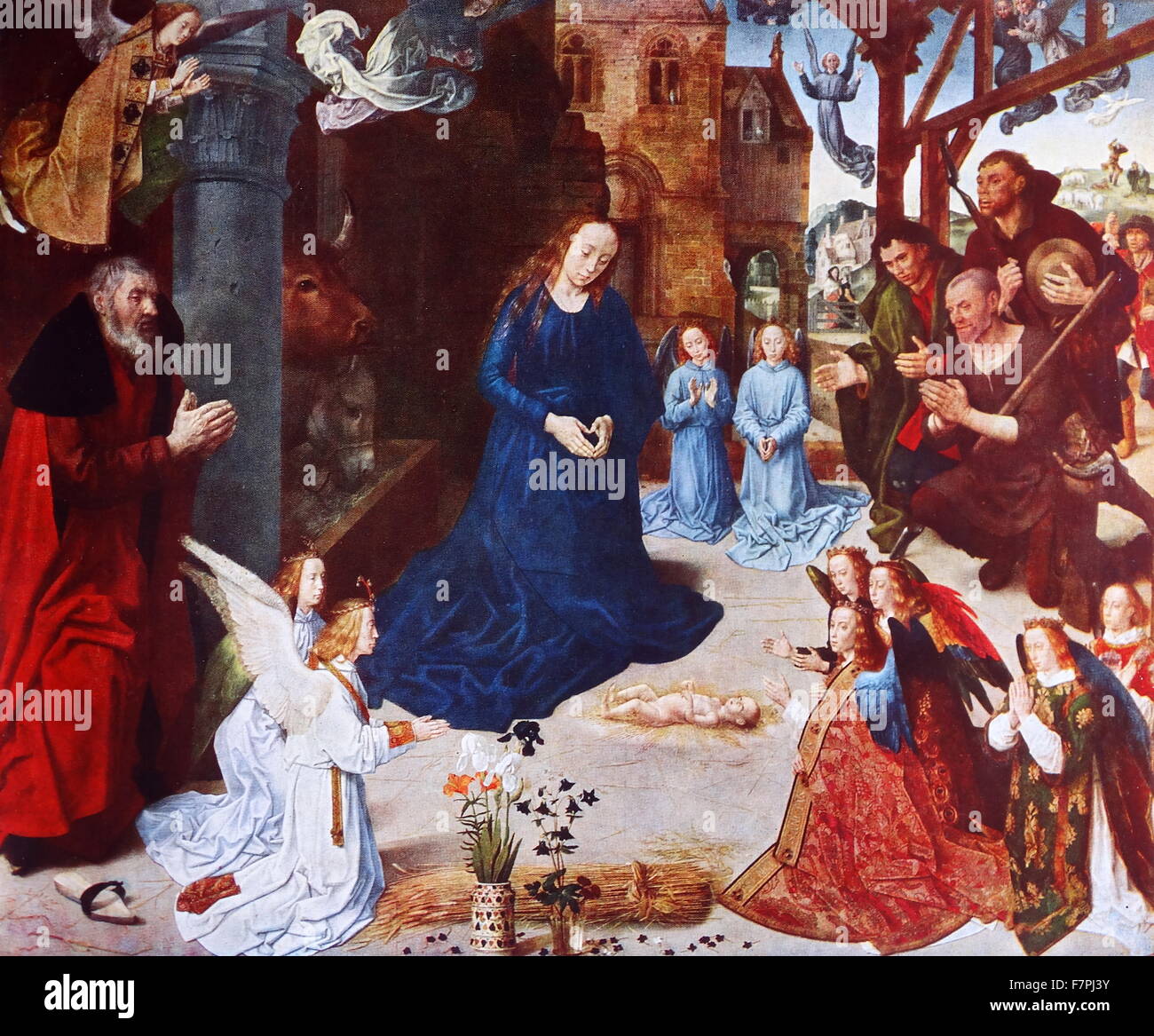Painting titled 'The Birth of Christ' by Hugo van der Goes (1440-1482) Flemish Early ...