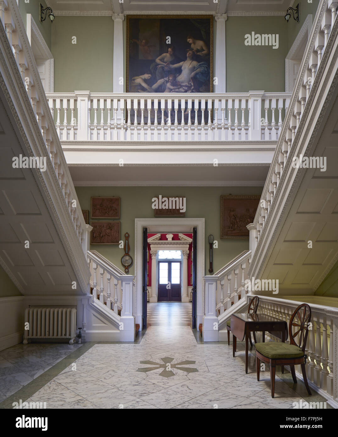 The Staircase Hall at Stourhead, Wiltshire. Stourhead House contains a ...