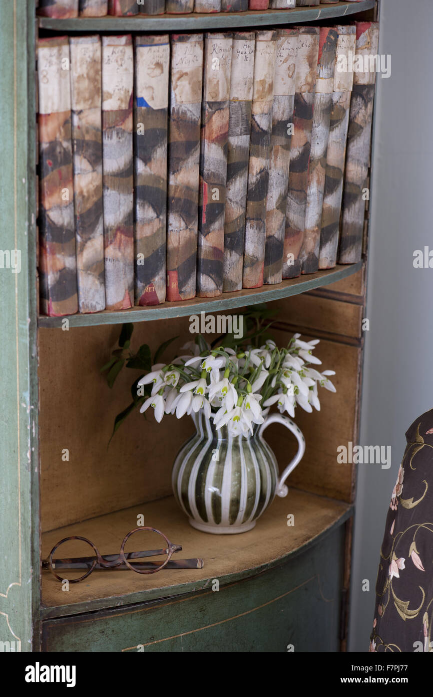 Detail of a bookcase at Monk's House, East Sussex. Monk's House was the ...