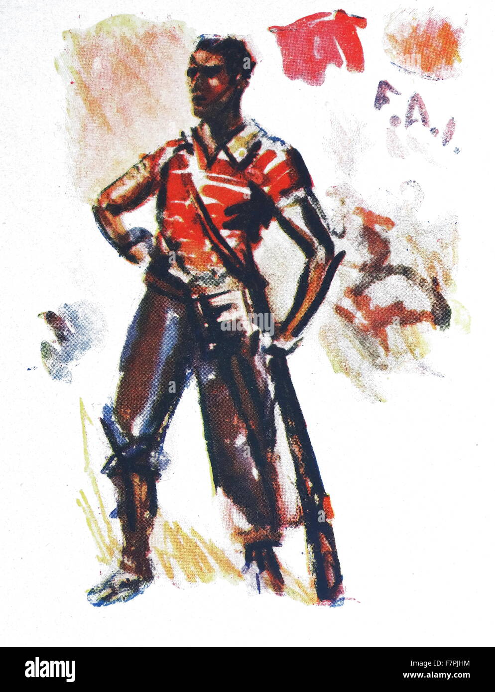 Anarchist militia soldier during the Spanish Civil War. Contemporary ...