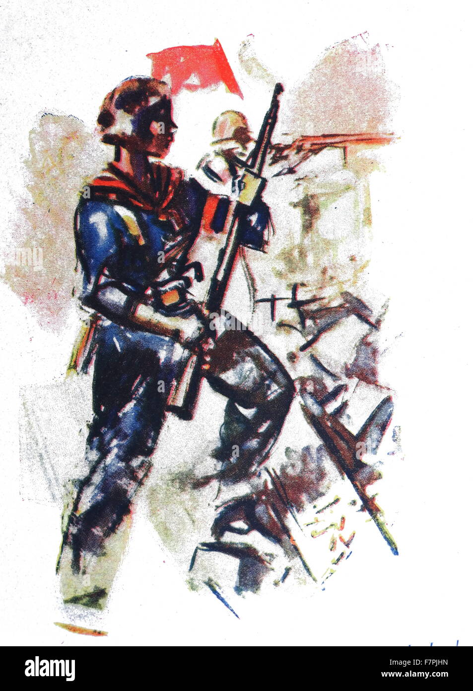 Anarchist militia soldier during the Spanish Civil War. Contemporary ...