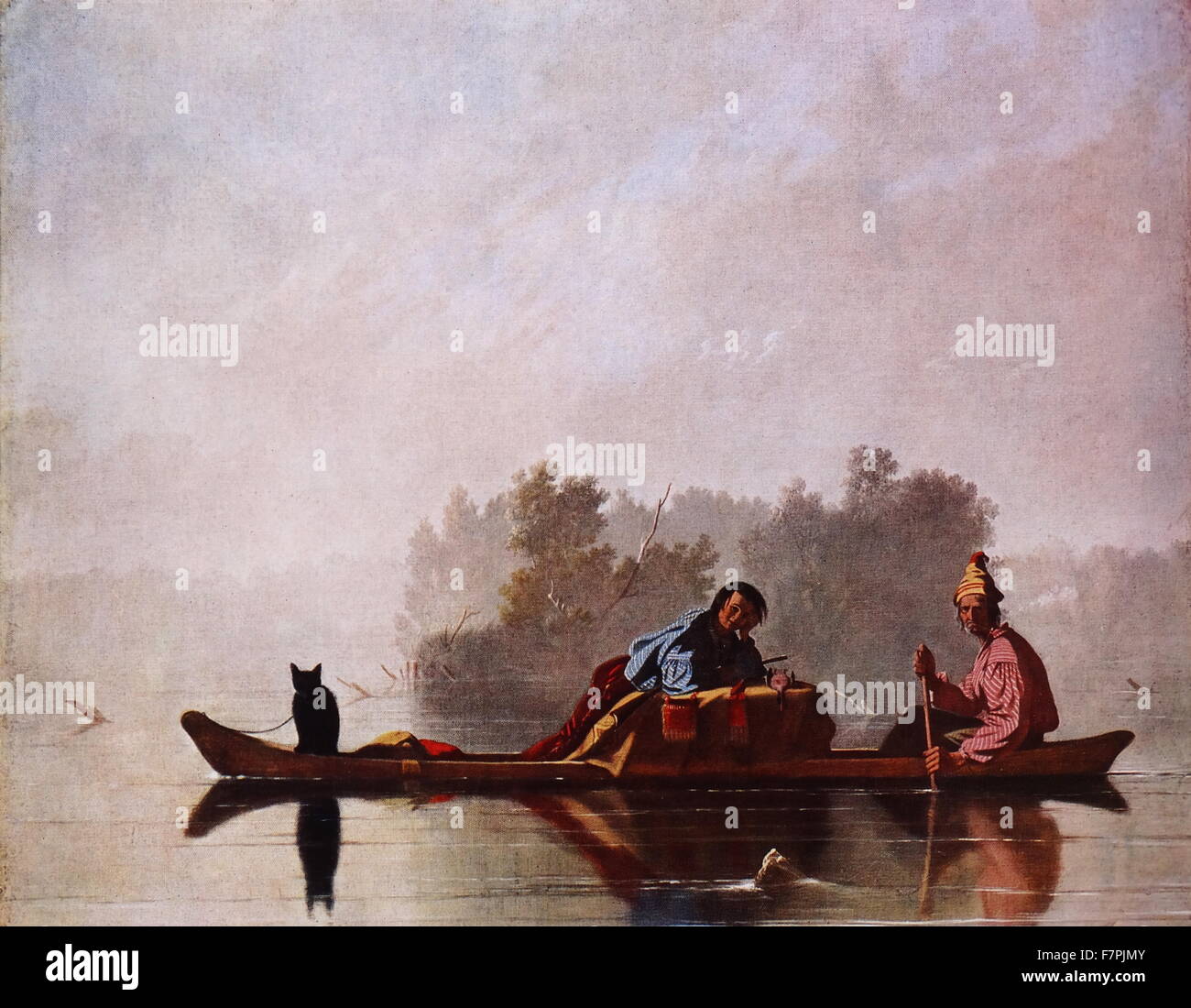 Painting titled 'Fur Traders on the Missouri' by George Caleb Bingham ...