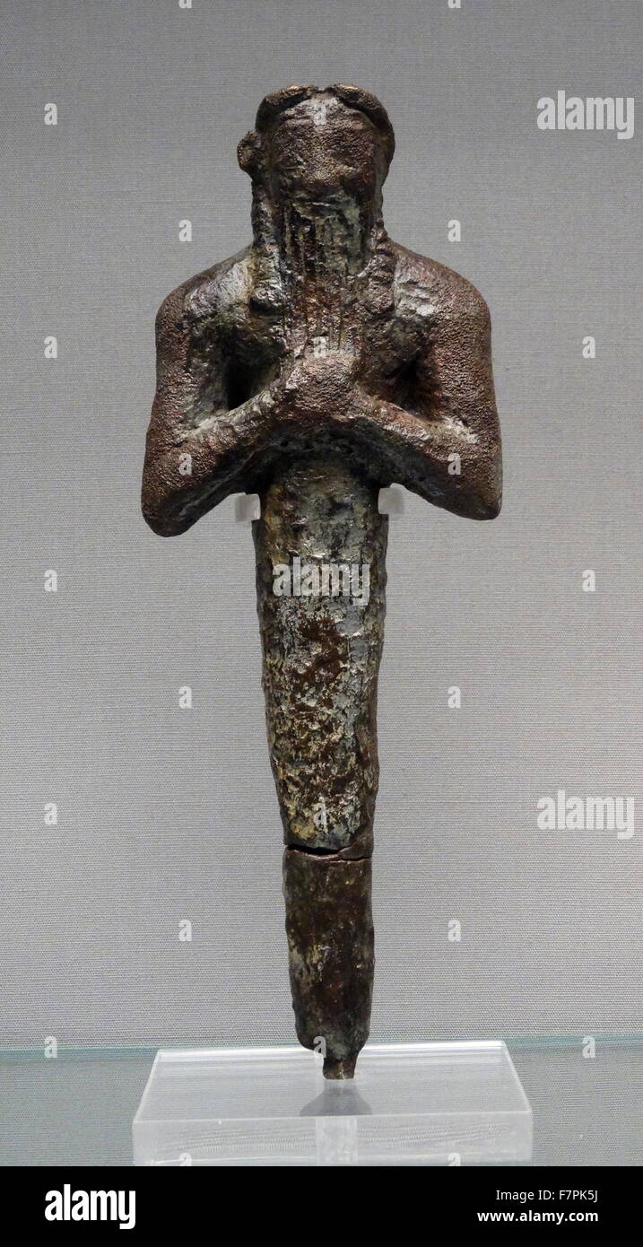 Foundation peg and Figurine from a temple. Dated to the Early Dynastic ...