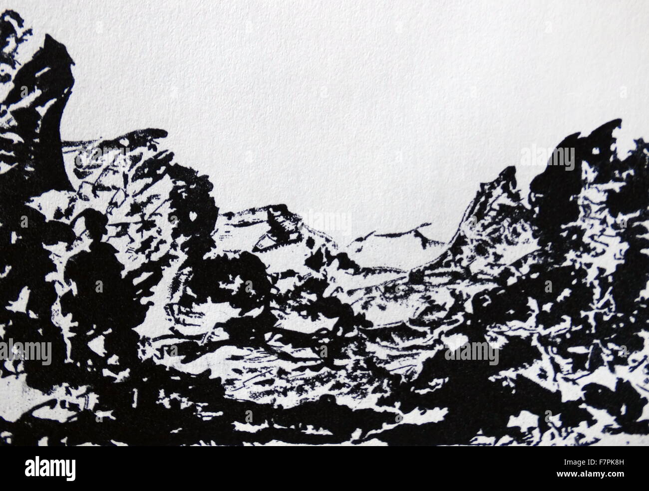 Landscape Made of Ink Block by Alexander Cozens (1717-1786) British ...