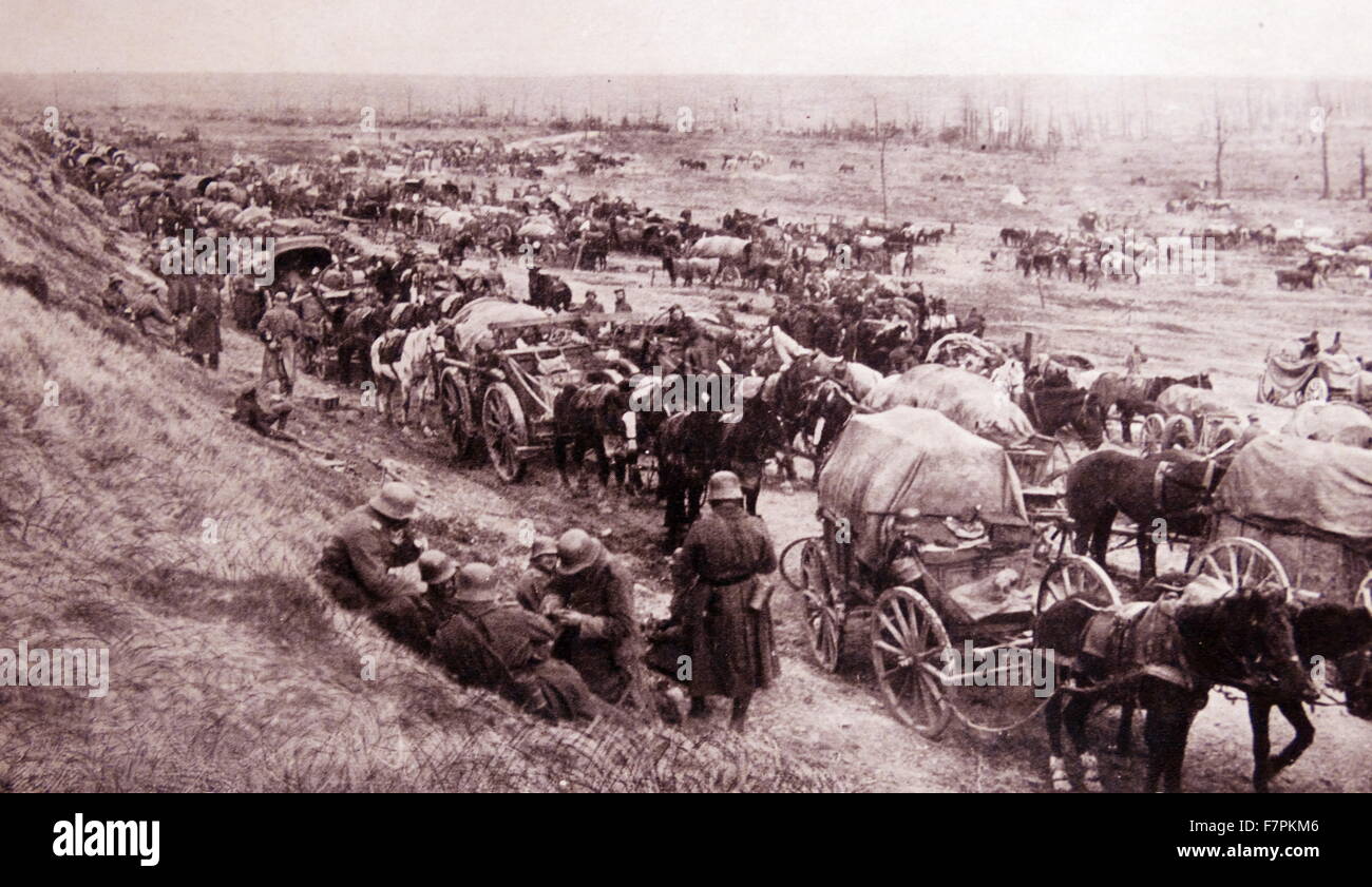 World war one: German soldiers transport provisions and supplies ...