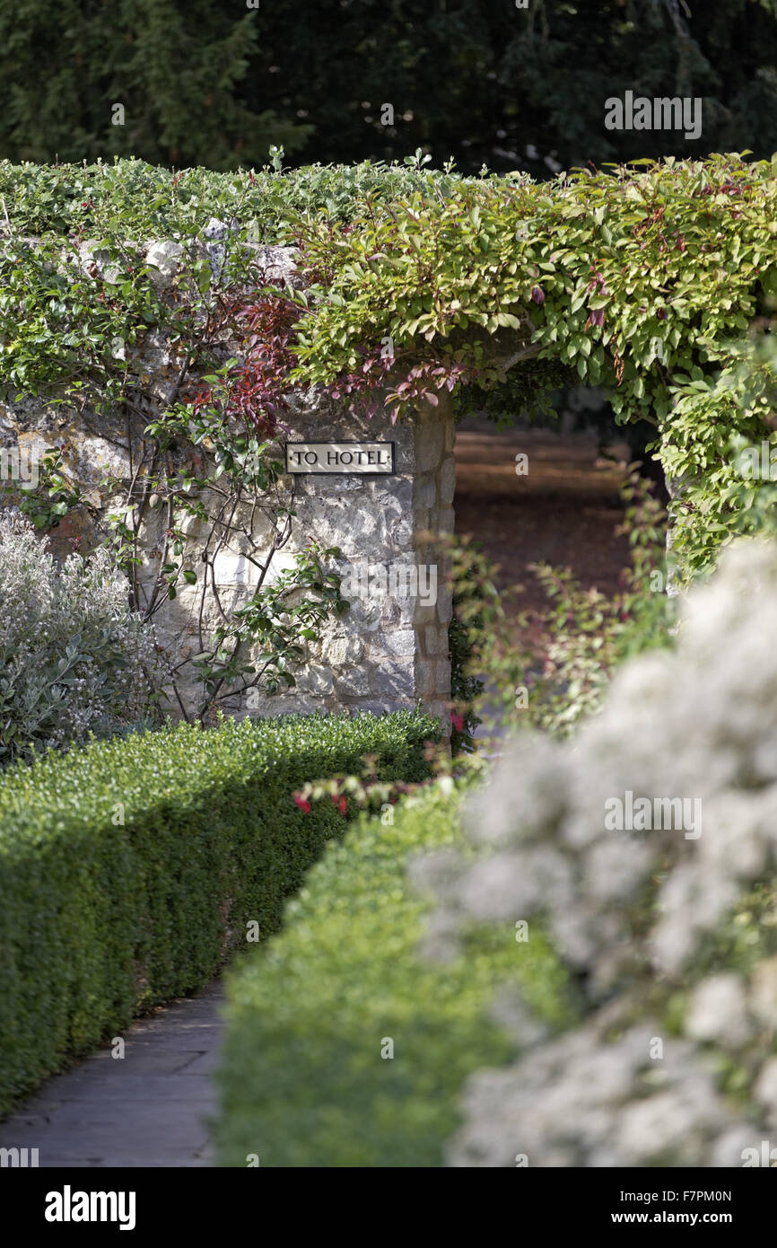 The gardens at Hartwell House, Buckinghamshire. Hartwell House is part ...