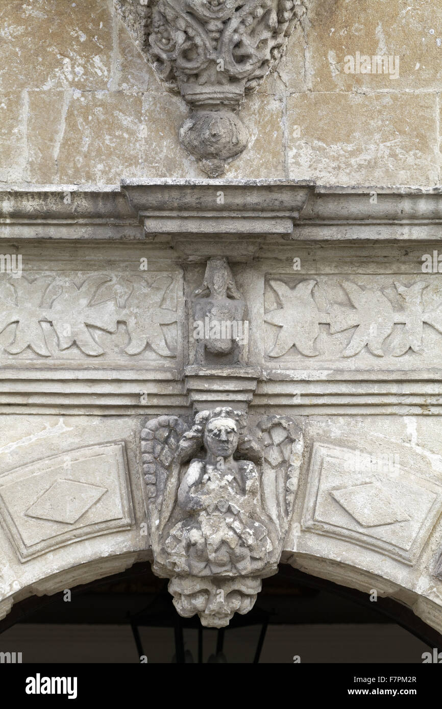 Architectural detail on the exterior of Hartwell House, Buckinghamshire ...
