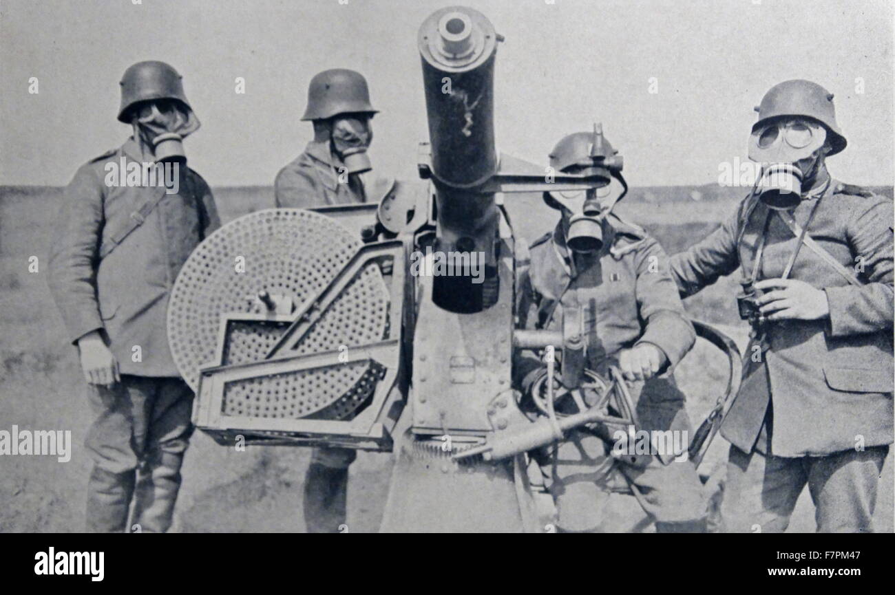 Photograph of a German infantry with gas masks. Dated 1917 Stock Photo ...