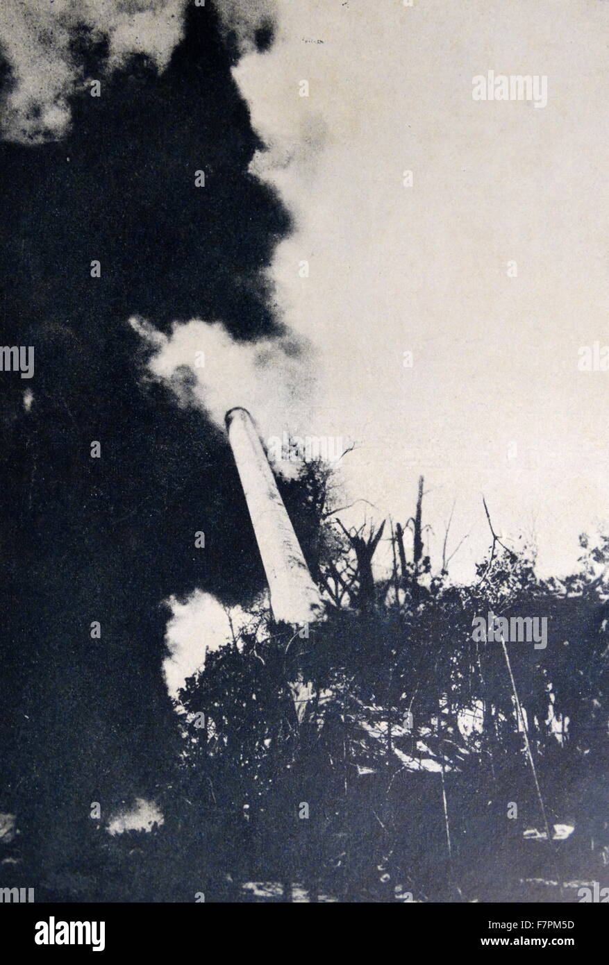Photograph of a shell attack during World War One. Dated 1914 Stock ...